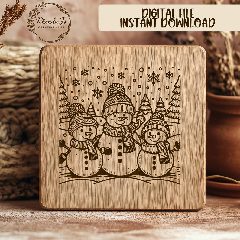 Snowman Family SVG, Winter Scene File, Laser Engraving Pattern, Holiday ...