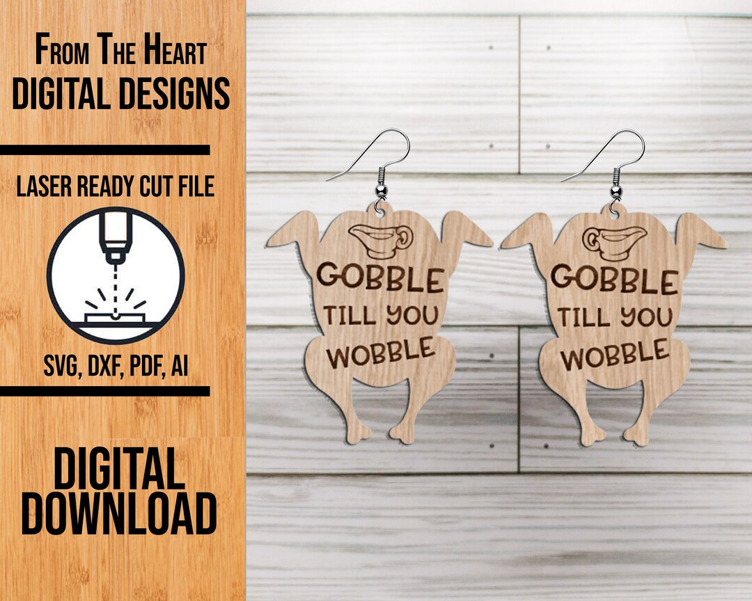 Turkey Earring SVG Laser Cut File: Thanksgiving Earrings (digital ...