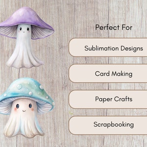 10 Watercolor Mushroom Ghost Clipart Bundle, 300 DPI Transparent PNG ...