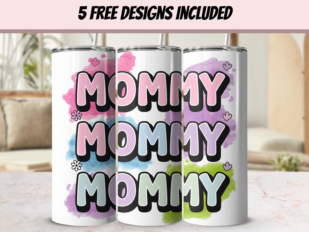 Colorful MOMMY Themed 20oz Skinny Tumbler Wrap Design - Etsy