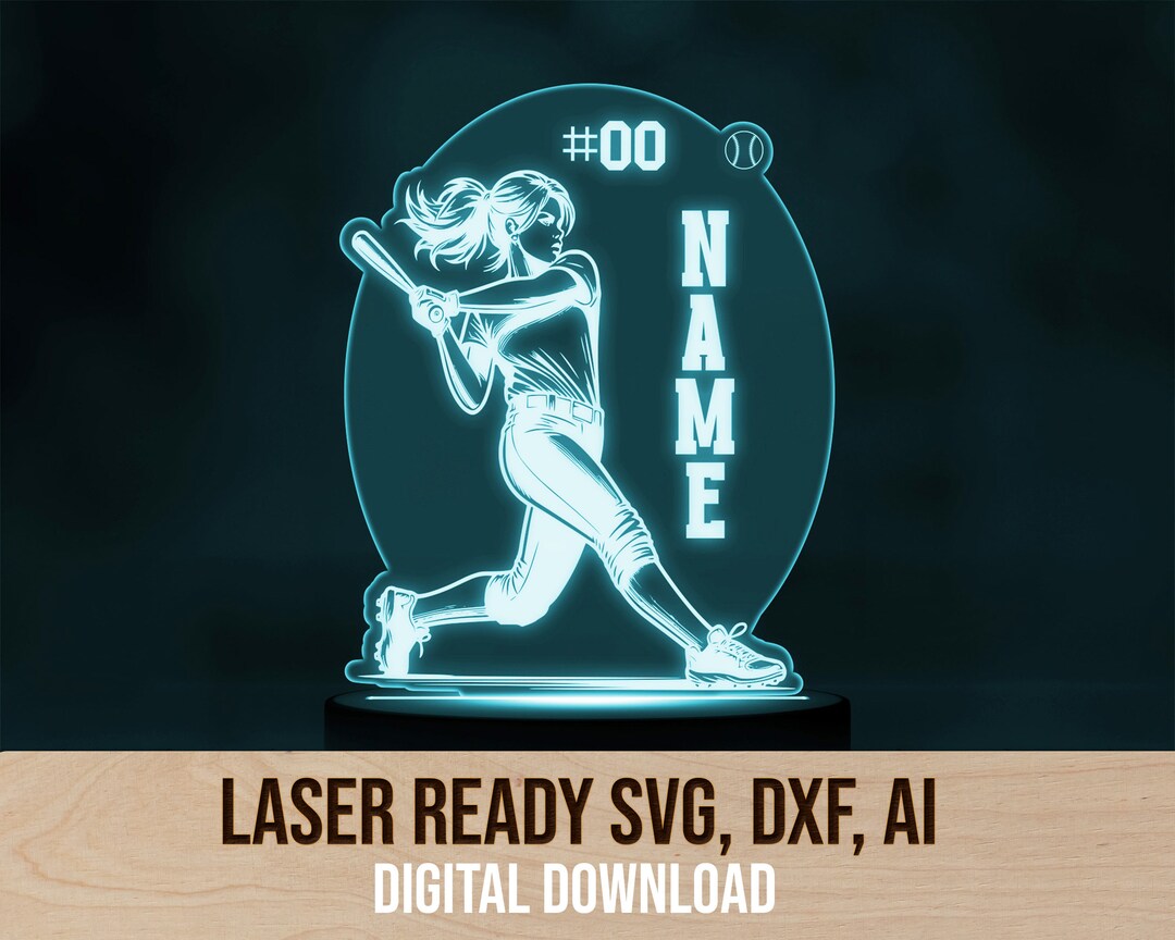 Customizable Softball Night Light SVG Laser Cut File (digital Download ...