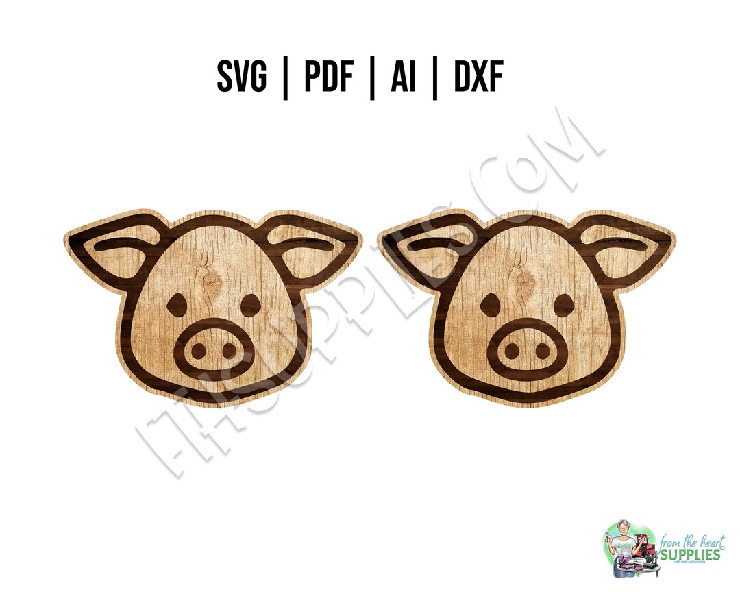Pig Face Earring Stud Svg | SVG Laser Cut File | Pig Earring SVG ...