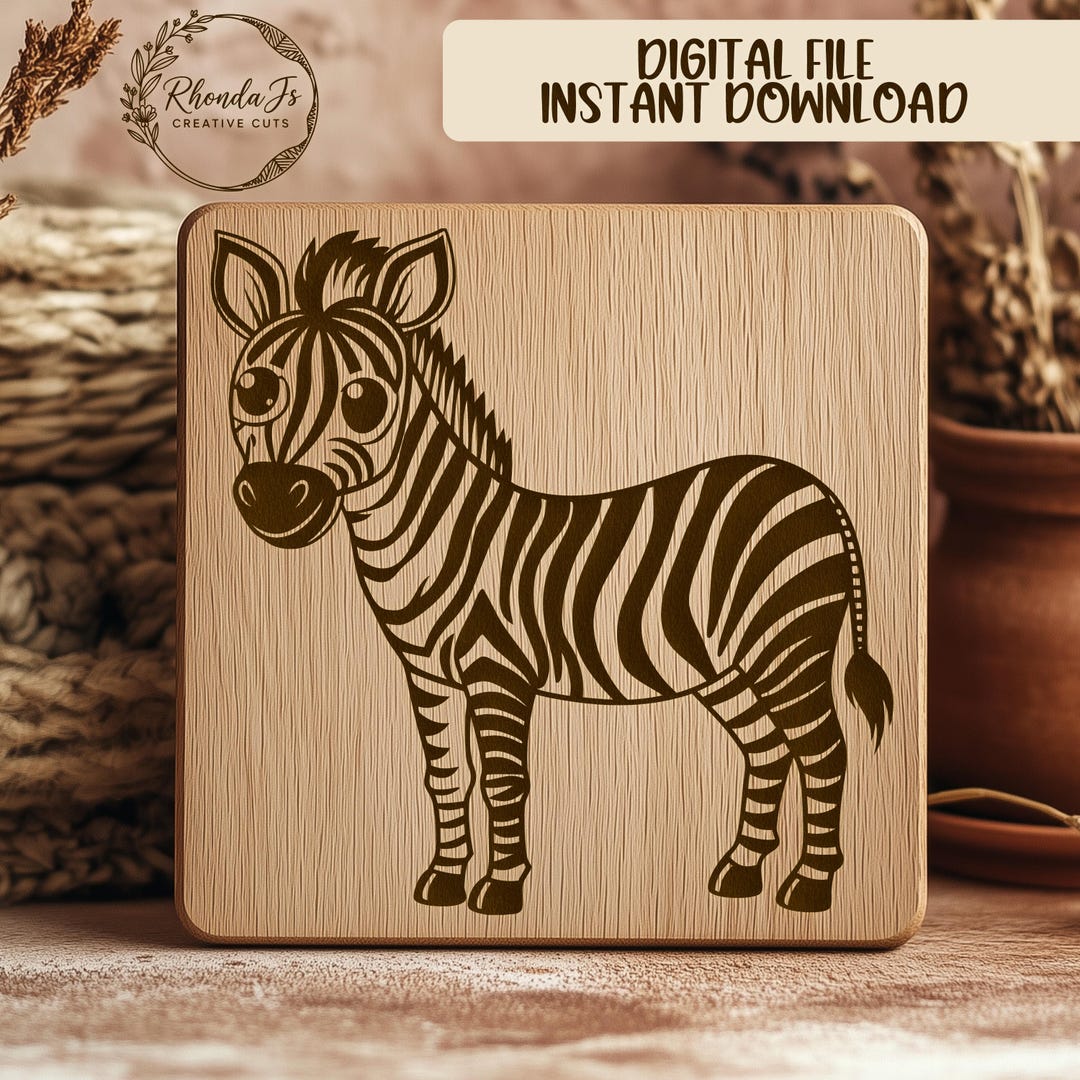Cute Zebra SVG Laser Engraving File, Cartoon Animal Vector, Kids Room ...