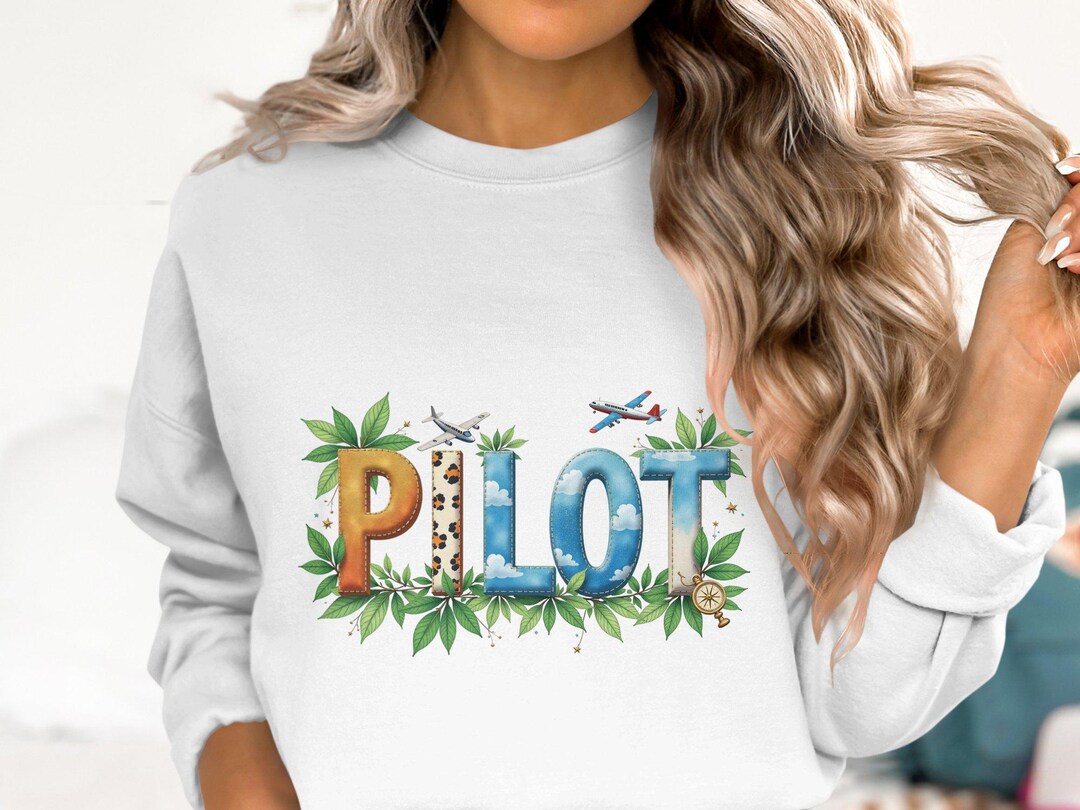 Whimsical Pilot Letters Aviation Art 300DPI Tansparent PNG Sublimation ...