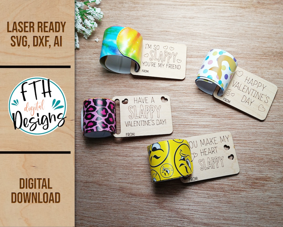 Valentine's Day Slap Bracelet Tag SVG Laser Cut File (digital Download ...