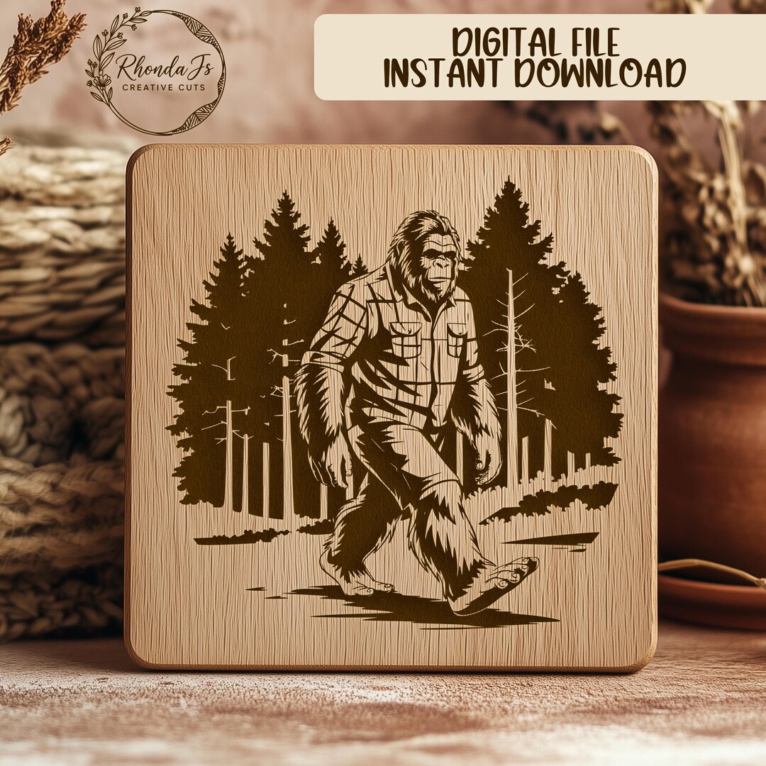Bigfoot SVG, Sasquatch Laser Cut File, Lumberjack Yeti Engraving Design ...