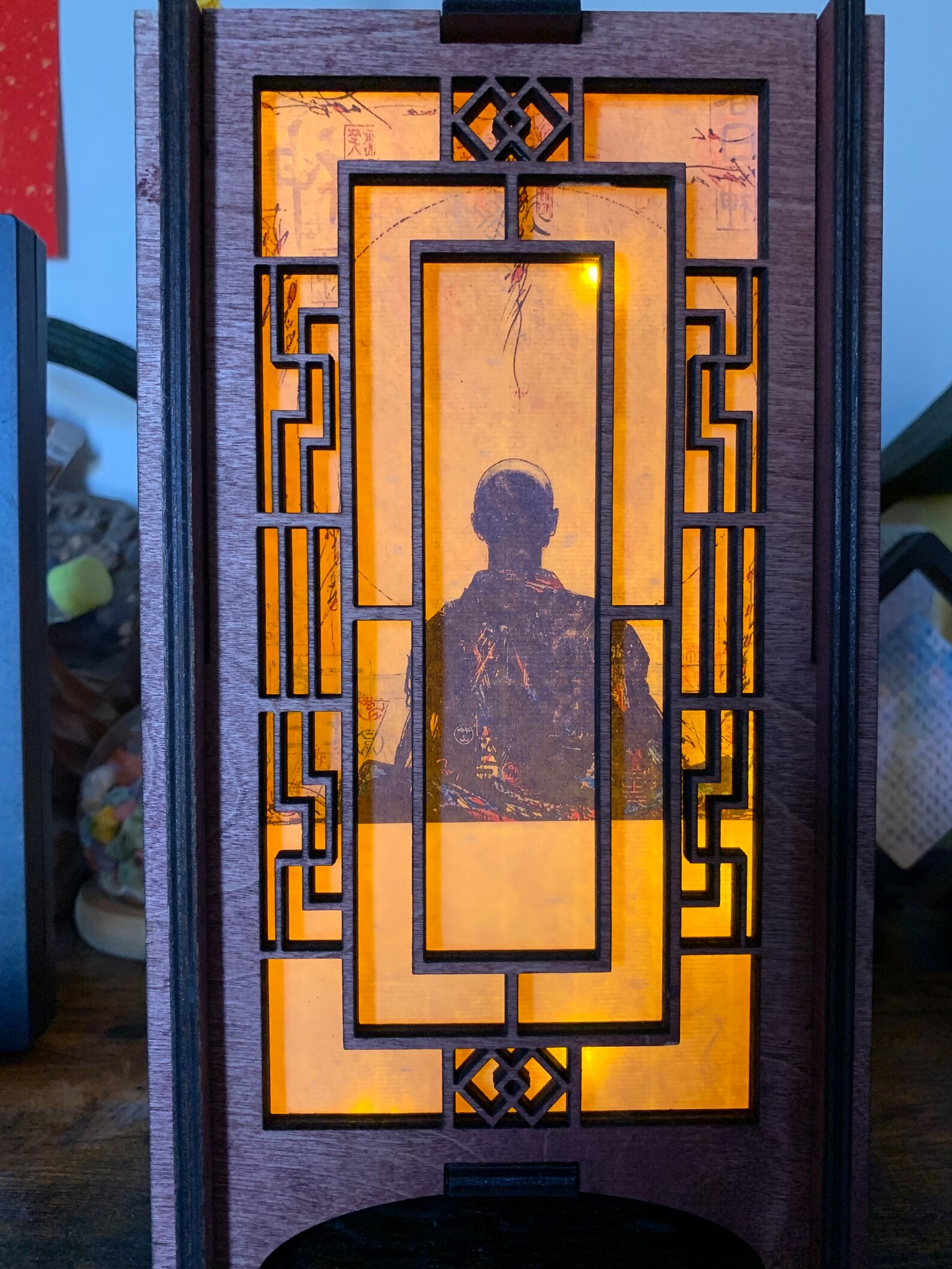 Lamp Heart Sutra/four Mindfulnesses, Chinese Calligraphy, 枱燈 心經/四念處, 書法 ...