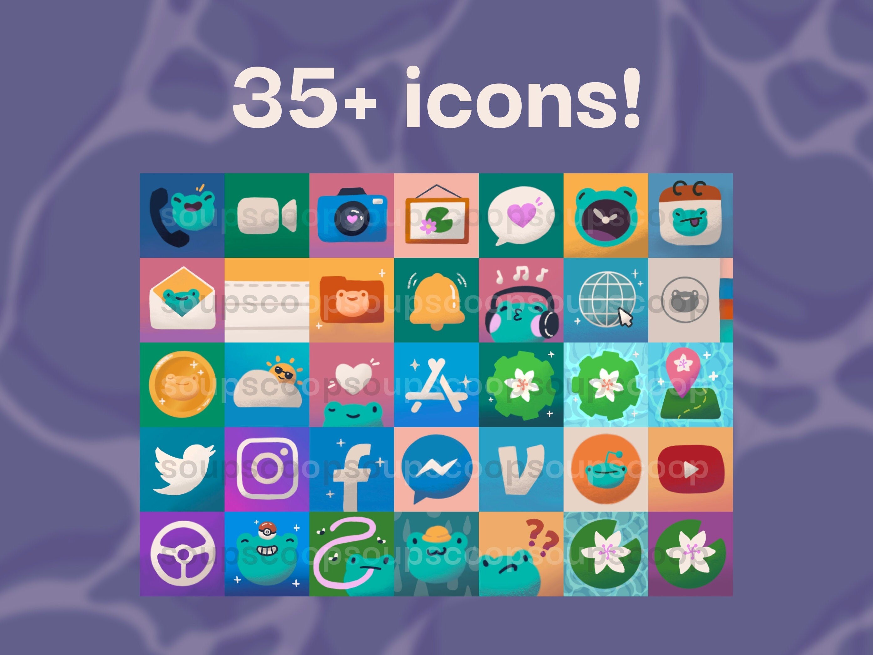 Cute Frog Icon Set With Wallpapers ios 14 & Android - Etsy