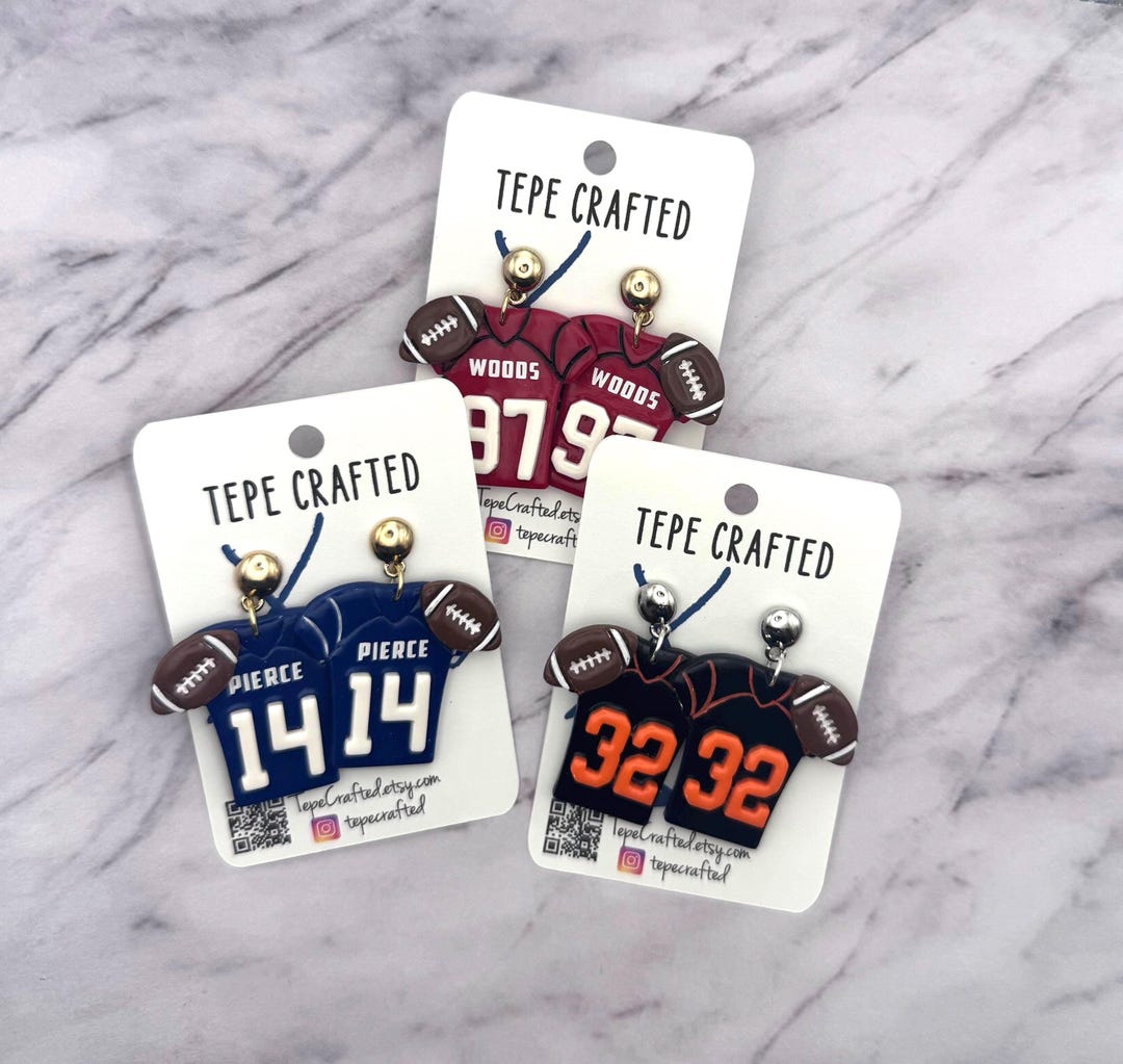Jersey Earrings Custom Sports Football Soccer Baseball Sports Earrings ...