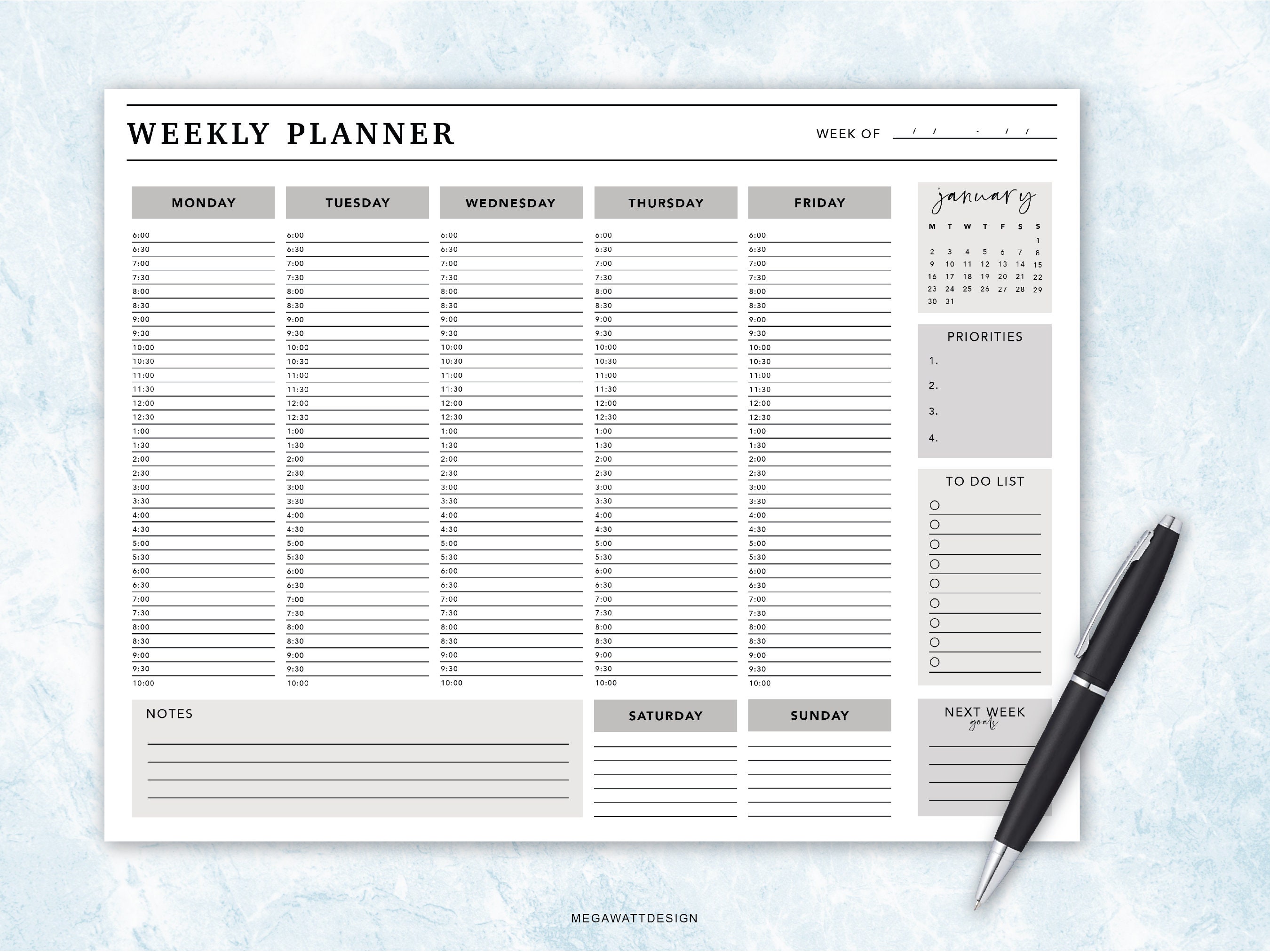 2023 Weekly Planner, Hourly Planner Printable / Daily Schedule, to Do ...