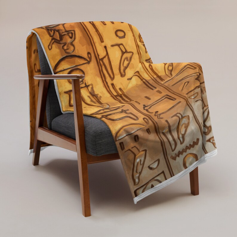 Egyptian Elegance: Hieroglyphic Throw Blanket for Cultural Comfort ...