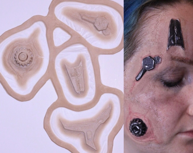 4 Cyborg/robot Prosthetics, SFX Makeup, Silicone Appliance, Halloween ...