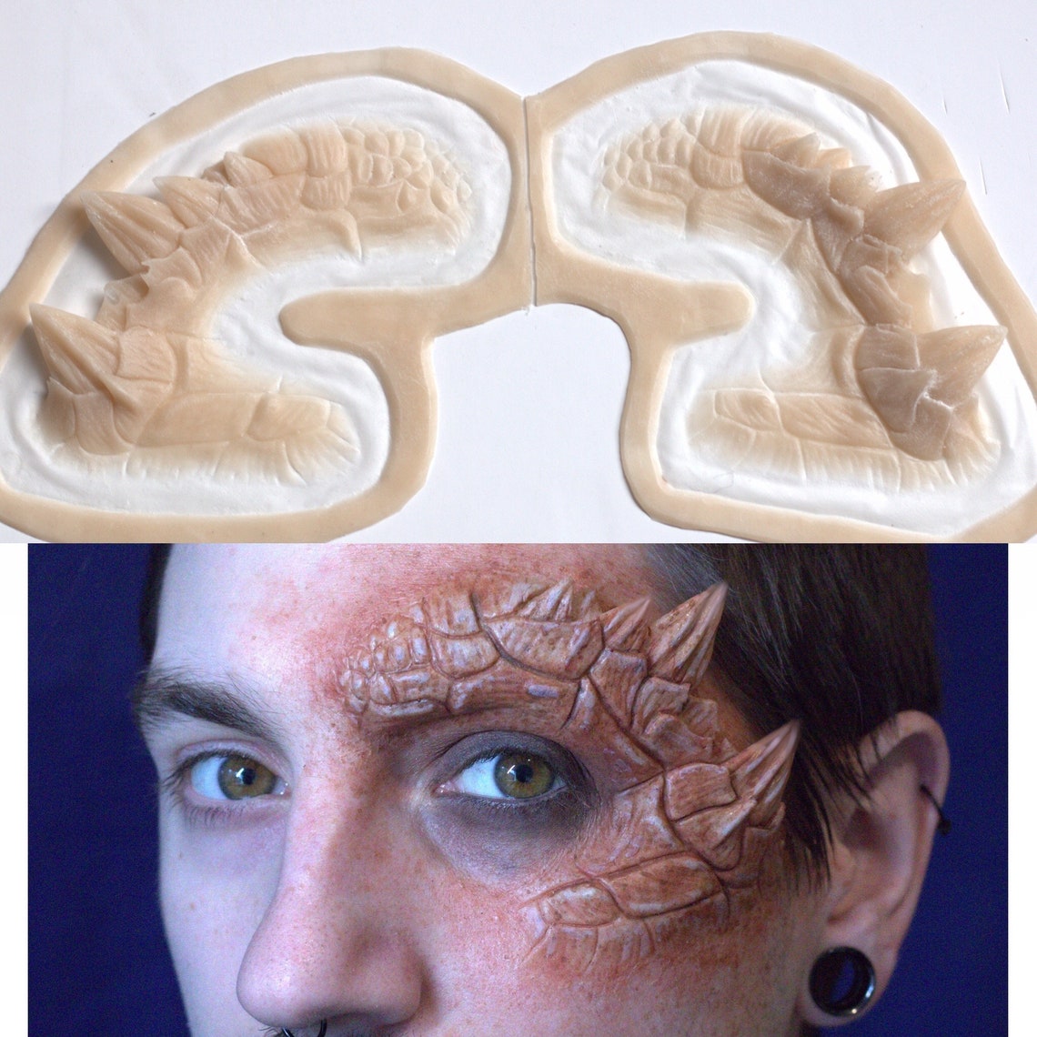 Dragon/scales/lizard Prosthetic 2 sides mask SFX Makeup | Etsy