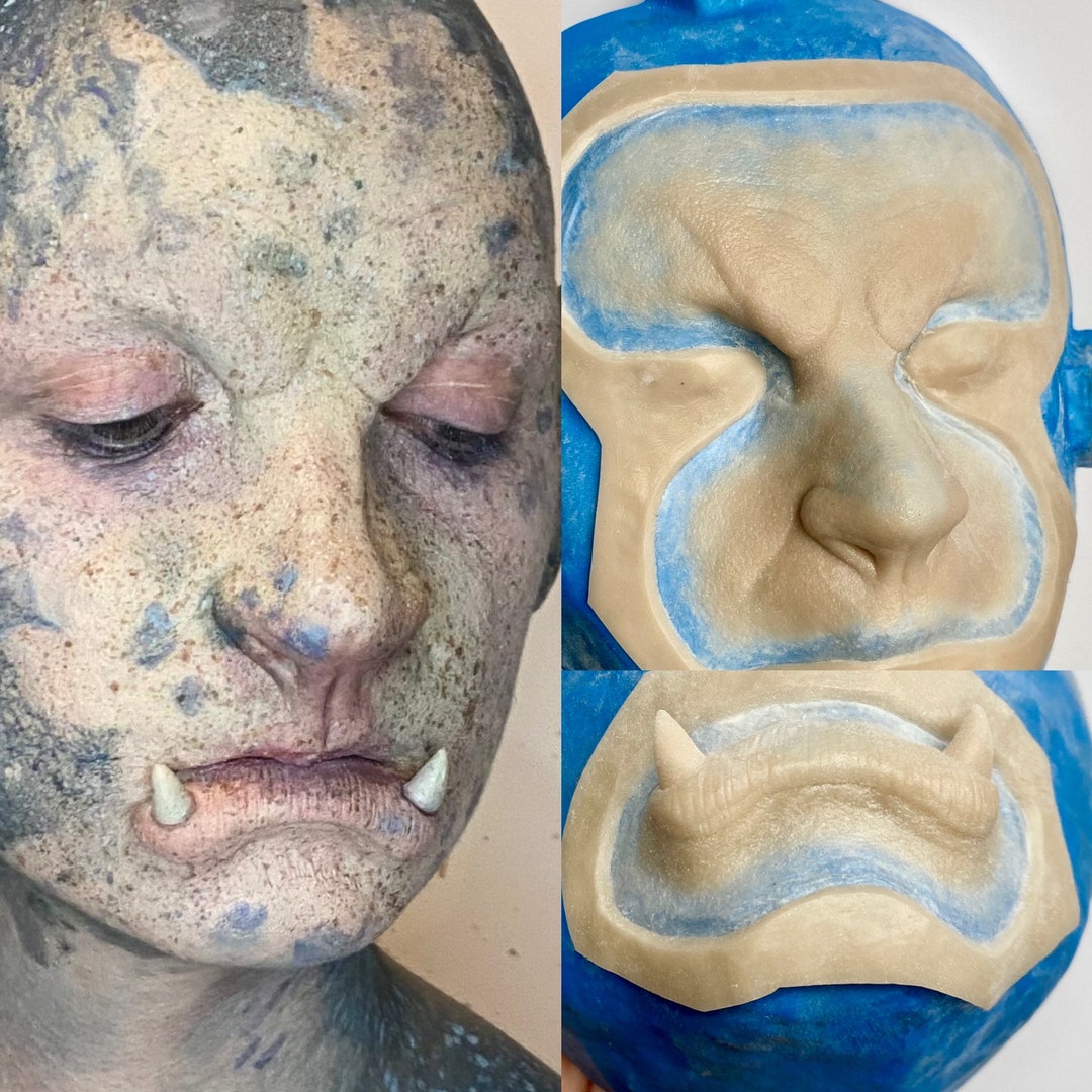 Orc Face and Chin/mouth Prosthetic Set, Encapsulated Silicone ...