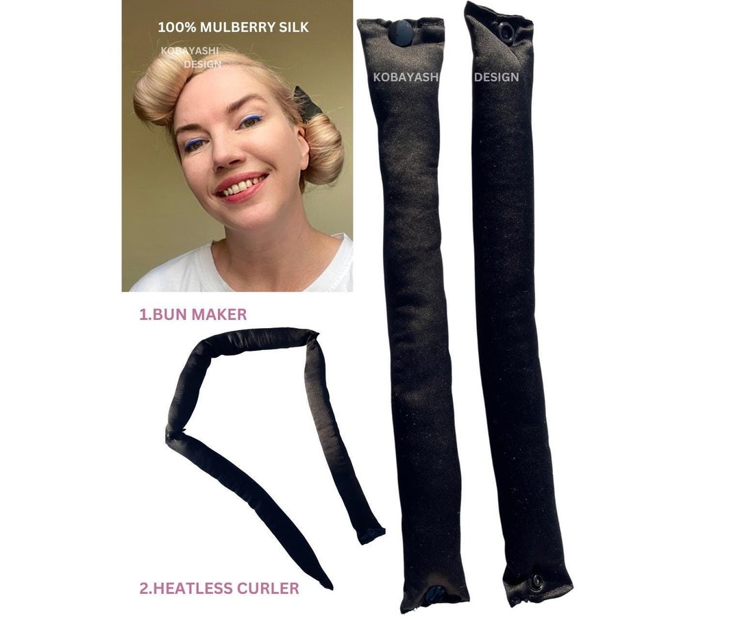Mulberry Silk Bun Maker, Heatless Overnight Blowout, Hair Rollers With ...