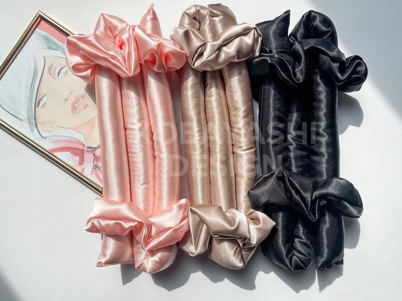 Heatless Hair Curling Ribbon Silky Satin Heatless Curler Set Etsy
