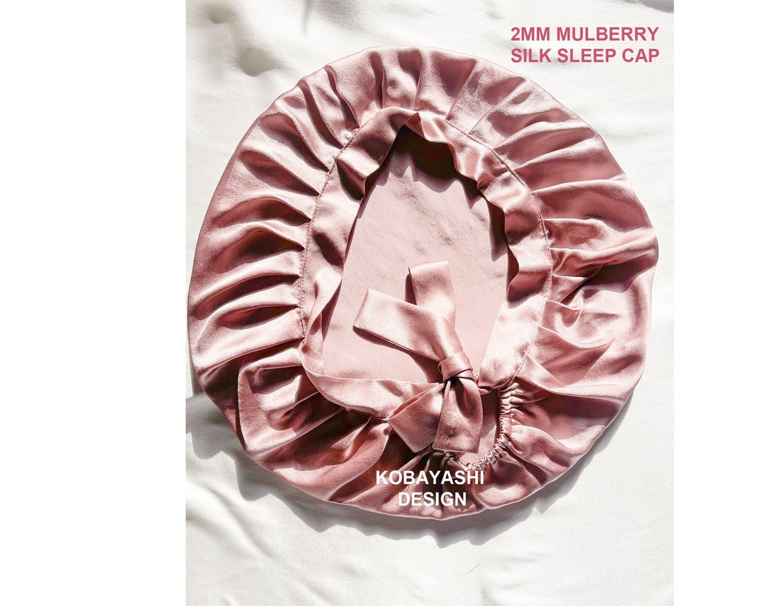 Mulberry Silk Sleep Bonnet, Pure Silk Hair Cap With Adjustable Ties and ...