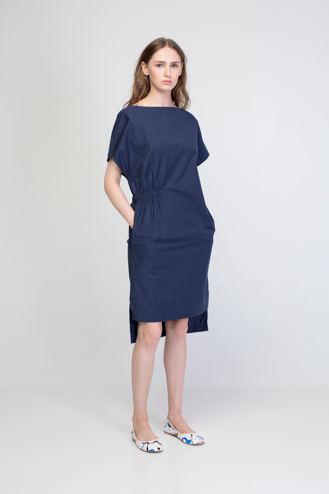 Minimalist Cupro Dress With Pockets /stylish Sleeveless Cotton Summer ...
