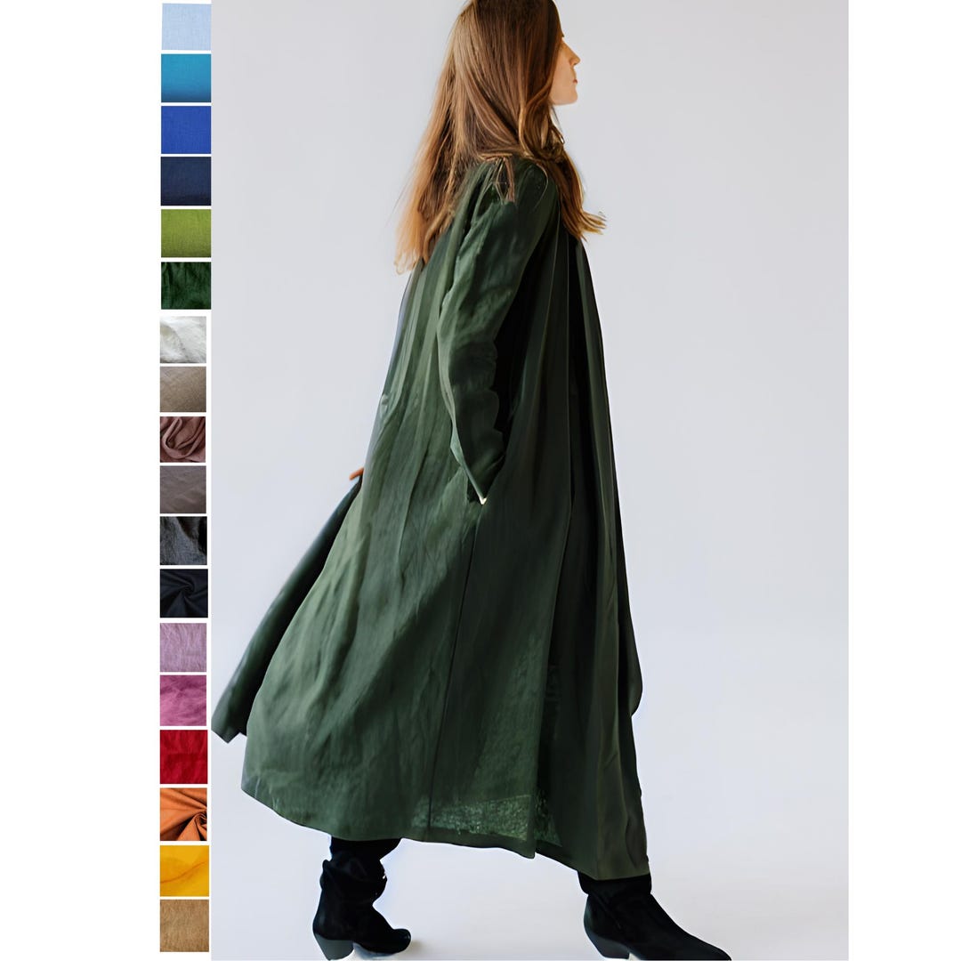 Linen Long Coat |washed Linen Jacket for Women | Trench Casual Elegant ...