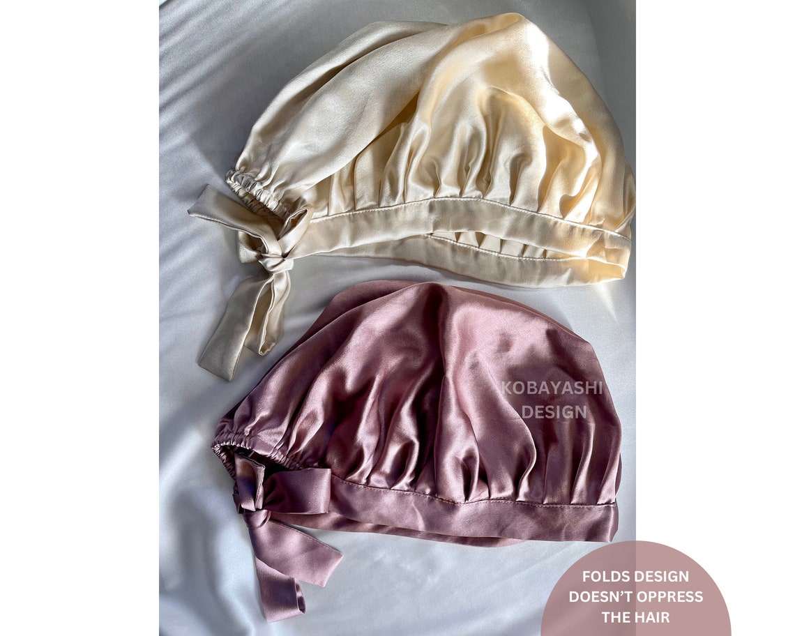 Silk Sleep Bonnet, Pure Mulberry Silk Hair Cap, Adjustable Comfortable ...