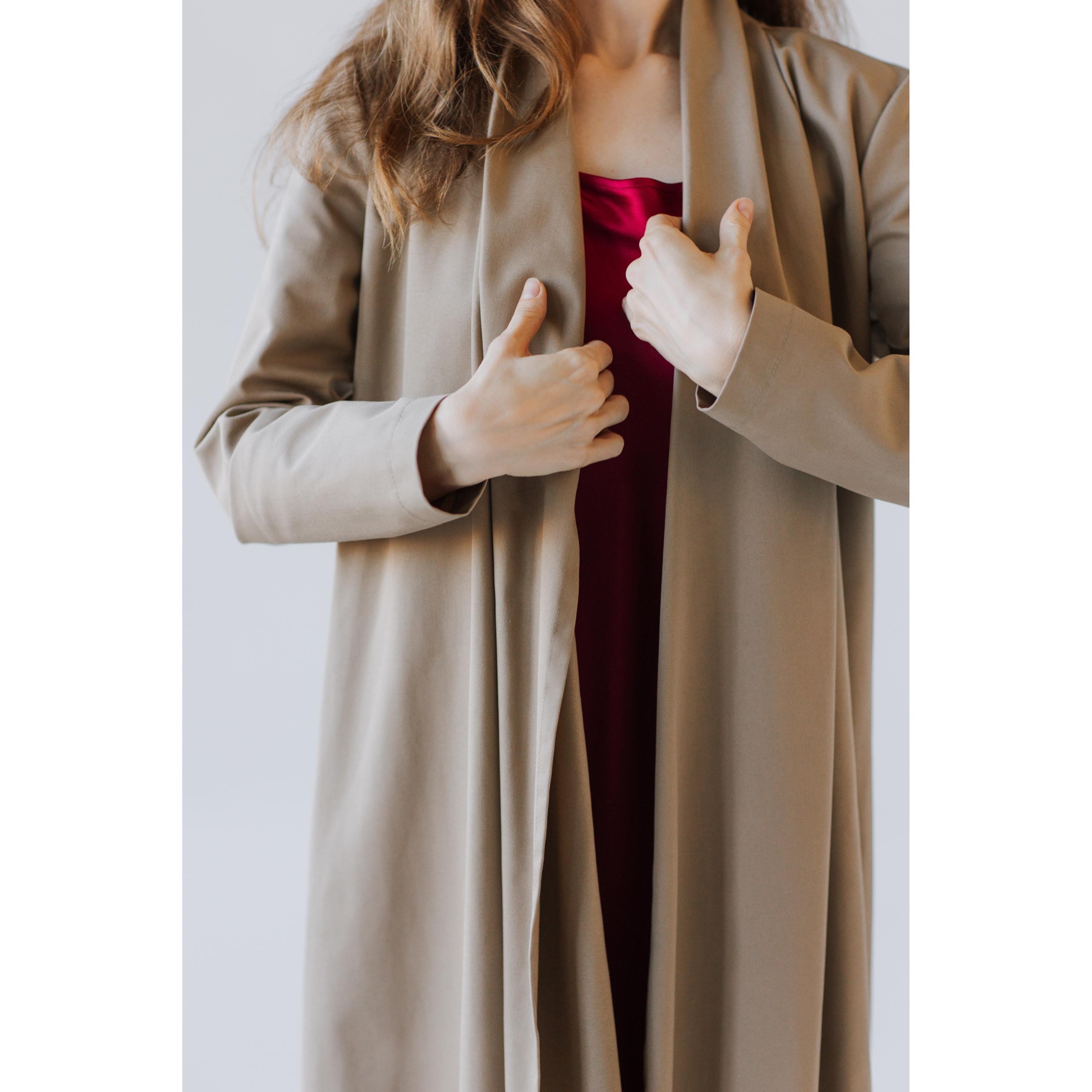 Long Spring Jacket, Black Minimalist Coat, Shawl Collar Long Spring Jacket, Black Minimalist Coat, Shawl Collar