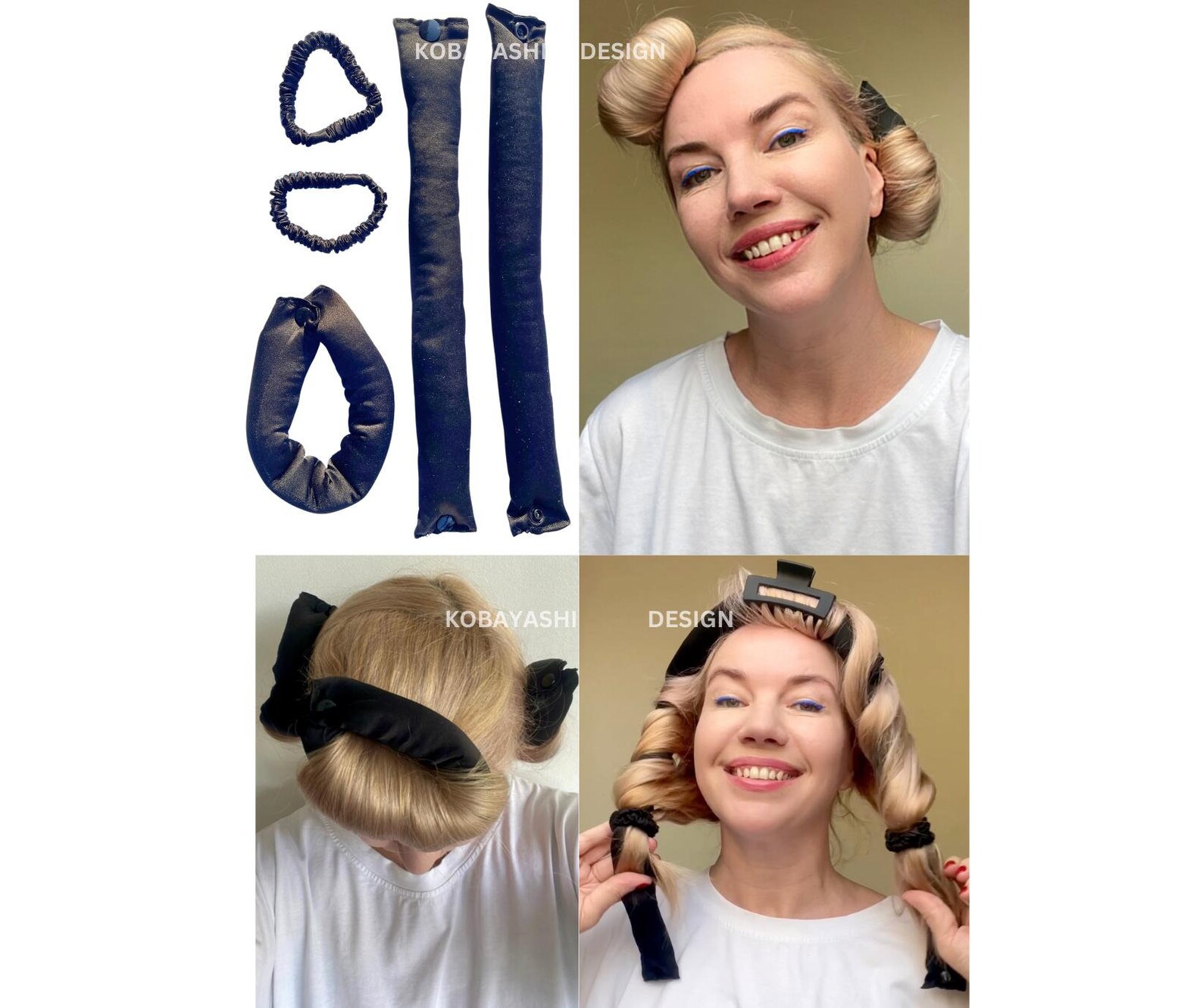 Silk Heatless Rollers, Blowout Hair Bun Maker Curlers 1,5 Inch ...