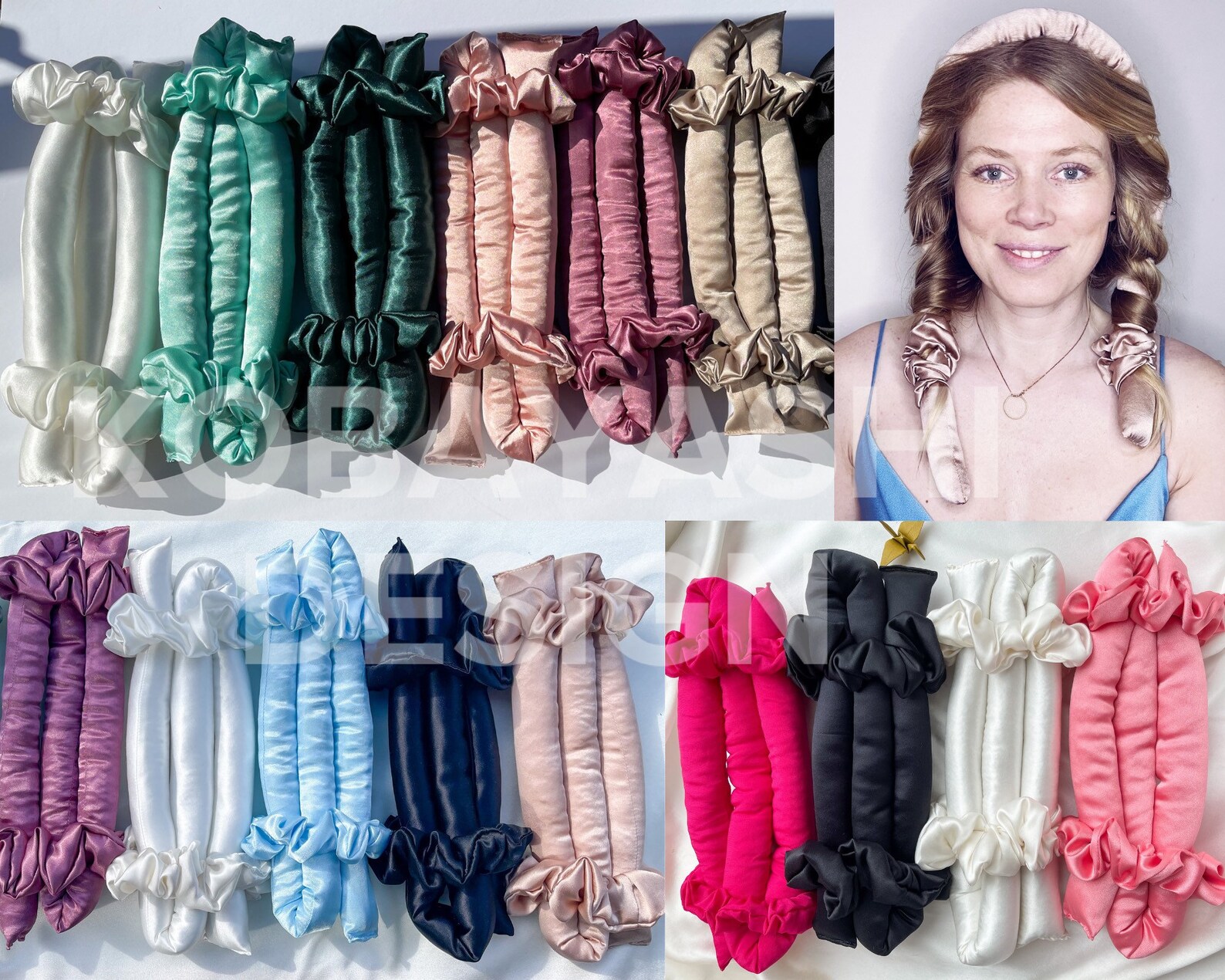 Silk Curling Ribbon Heatless Hair Curling Set With Scrunchies Etsy