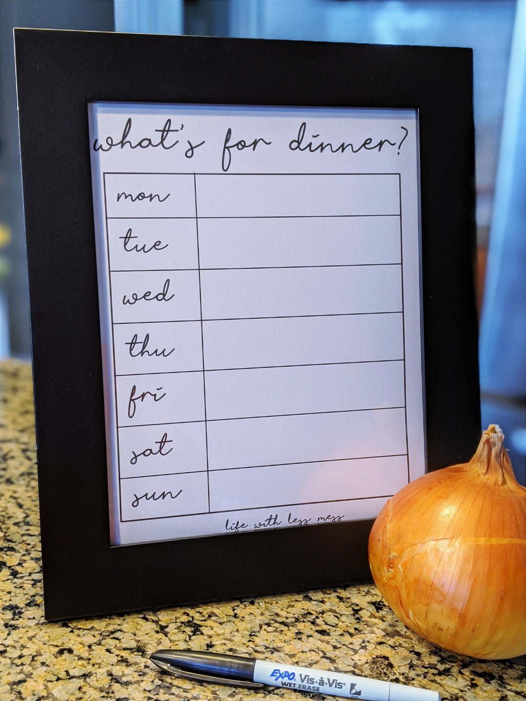 Dinner Menu Display, Weekly Dinner, 8x10 -- Printable, Frameable ...