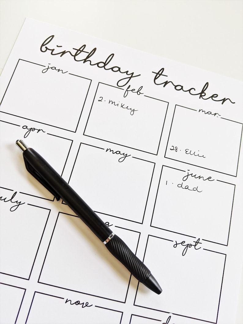 Birthday Tracker PDF Printable for Home and Classroom | Etsy