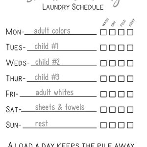Laundry Schedule - Editable PDF - Customizable Laundry Schedule ...
