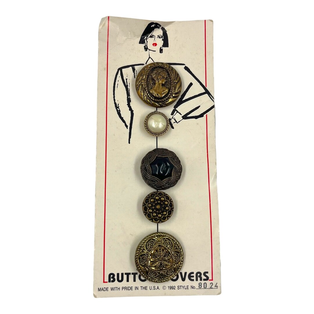 Vintage 1980s 1990s Button Covers Chunky Antiqued Gold Tone Plastic ...