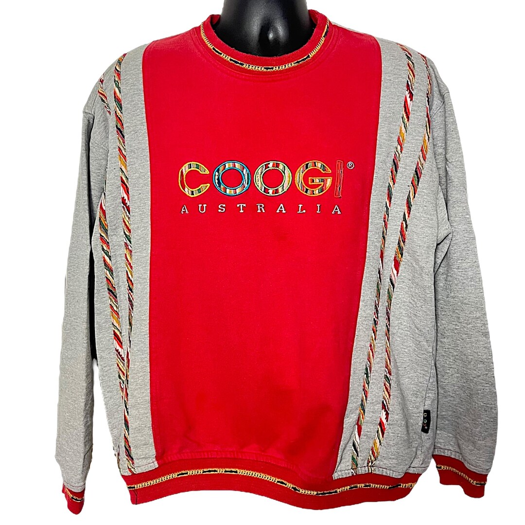Vintage Coogi Australia Sweatshirt 1980s 1990s Gray Red Chunky Logo ...