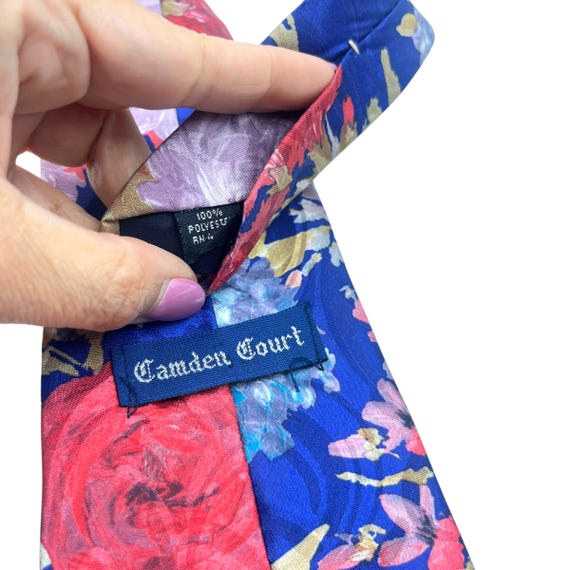Vintage Camden Court Floral Tie: 80s-90s Abstract Art… - Gem