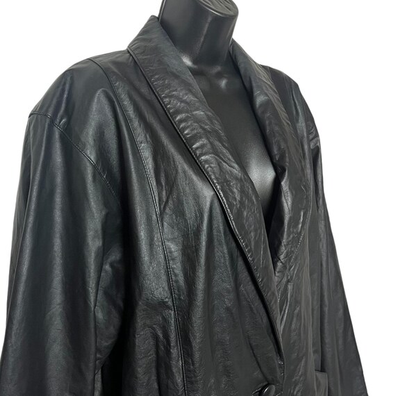 Vintage Long Black Leather Jacket 1980s 1990s Retro F… - Gem