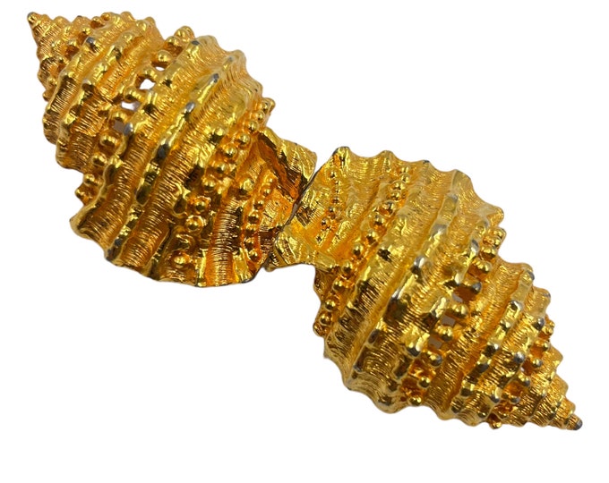 Vintage Dotty Smith Shell Belt Buckle 1980s 1990s Gold Tone ...