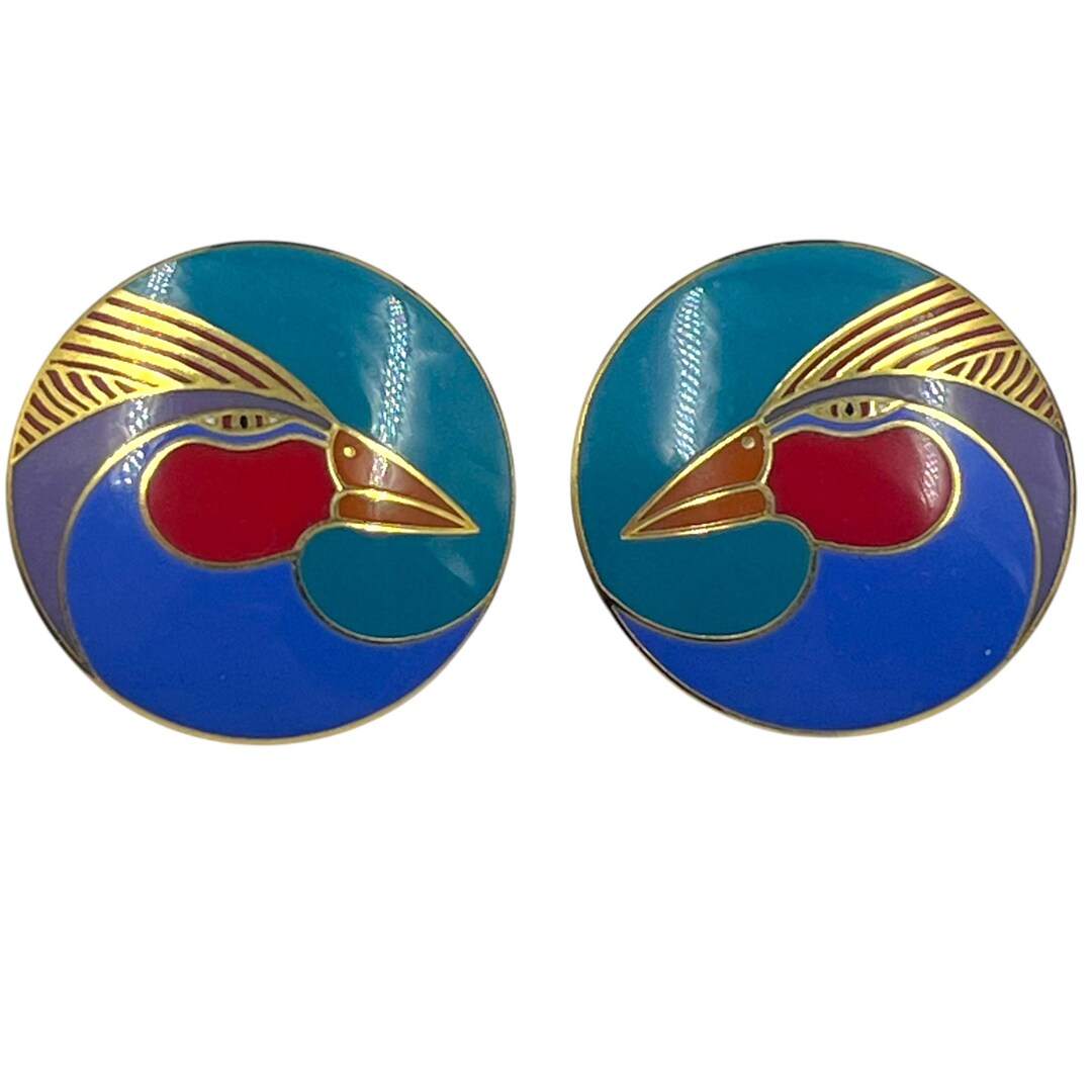 Vintage Laurel Burch Bird Earrings 1980s 1990s “harlequin Bird ...