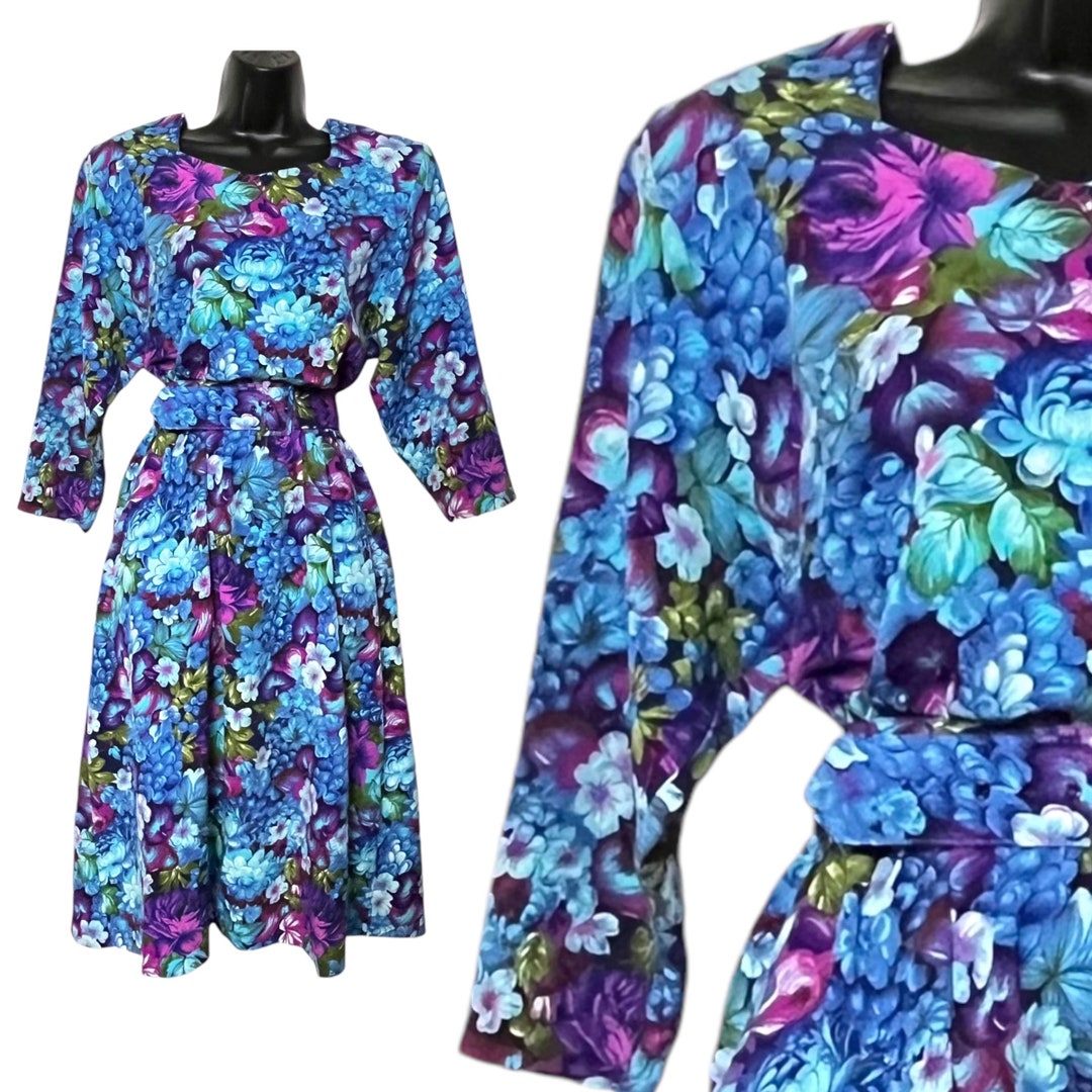 Vintage 80s Floral Fruit Dress: Pellini by Von Bromlett, Size 10 - Etsy