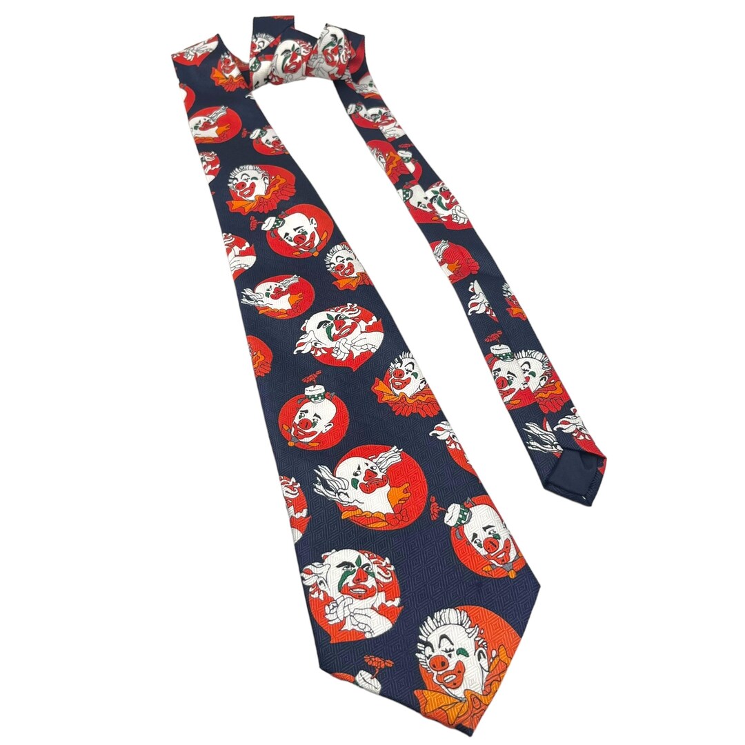 Vintage Creepy Clown Tie 1990s Y2K Multicolor 100% Polyester Mens ...