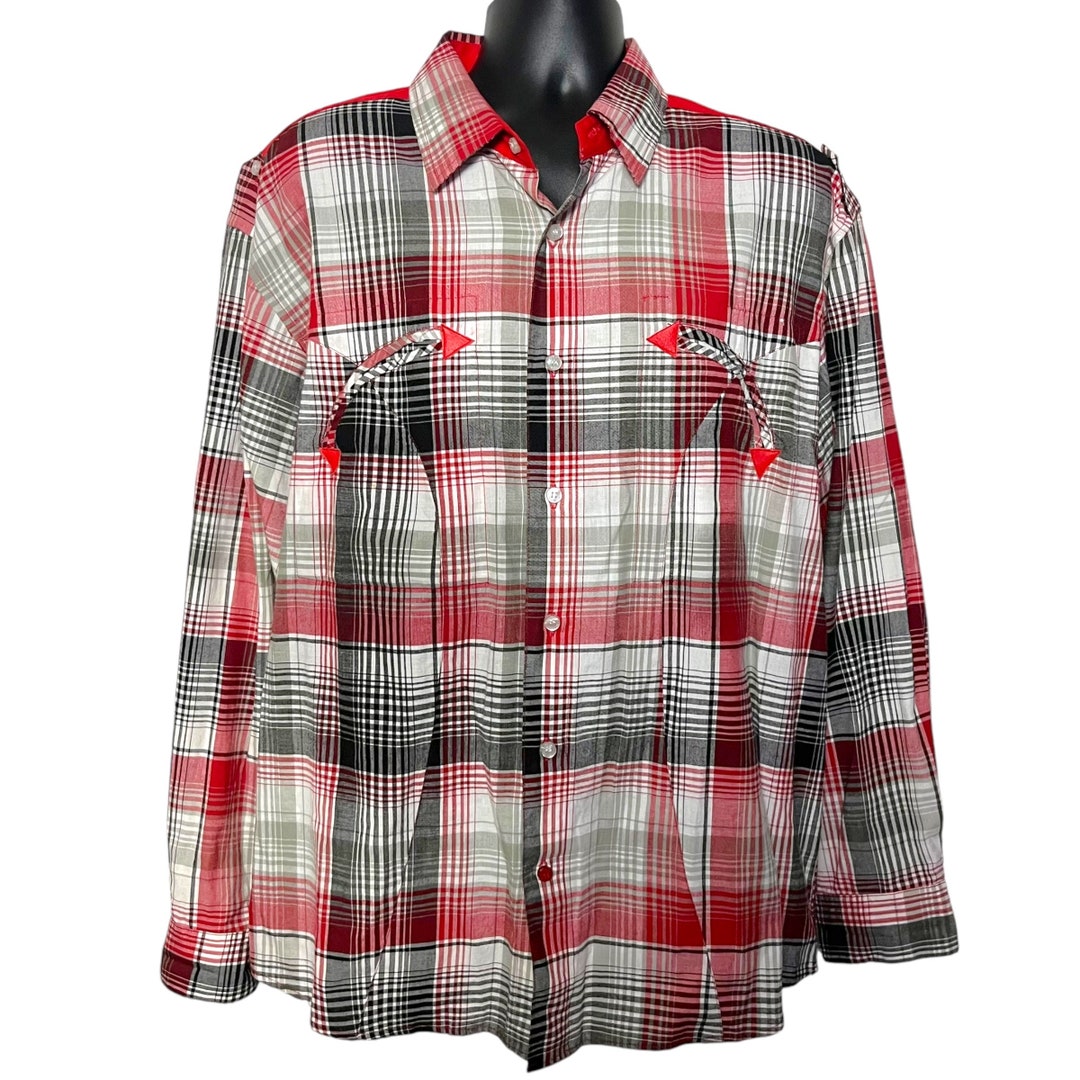 Vintage Mens Western Red Ape Shirt 1990s Y2K Serengheti Cowboy Plaid ...