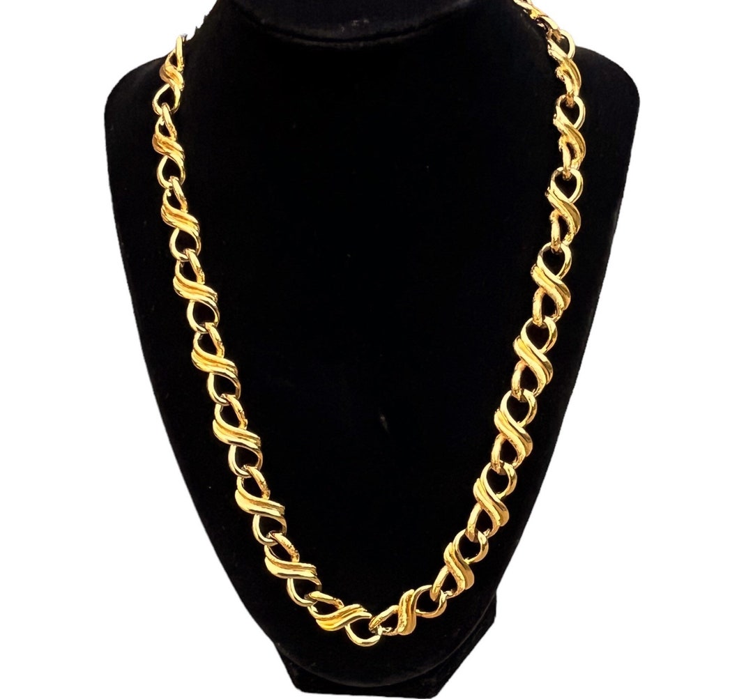 Vintage Napier Gold Chain Necklace 1980s 1990s Heavy Polished ...