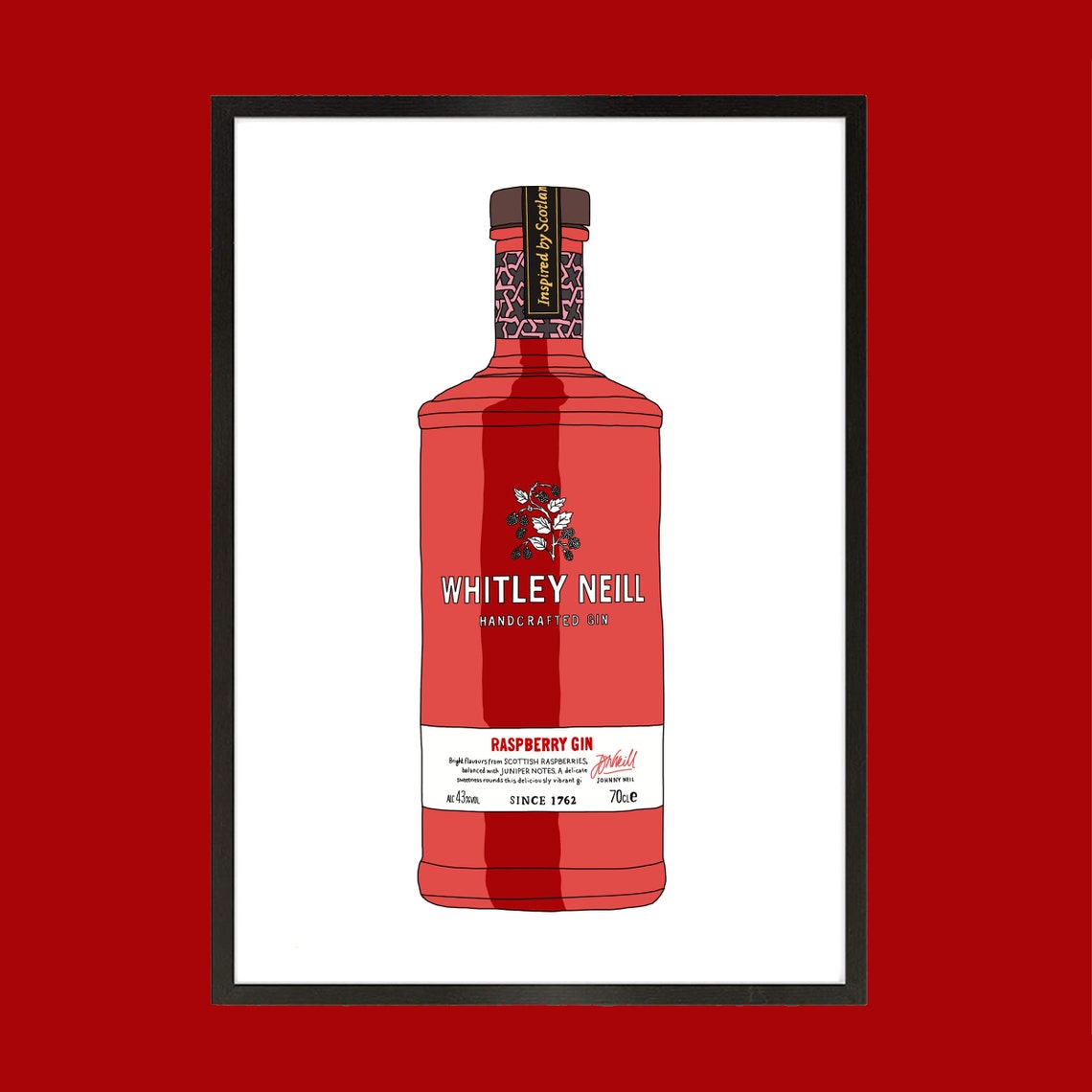 Whitley Neill Raspberry Gin Liquor Bottle Digital Art Print - Etsy