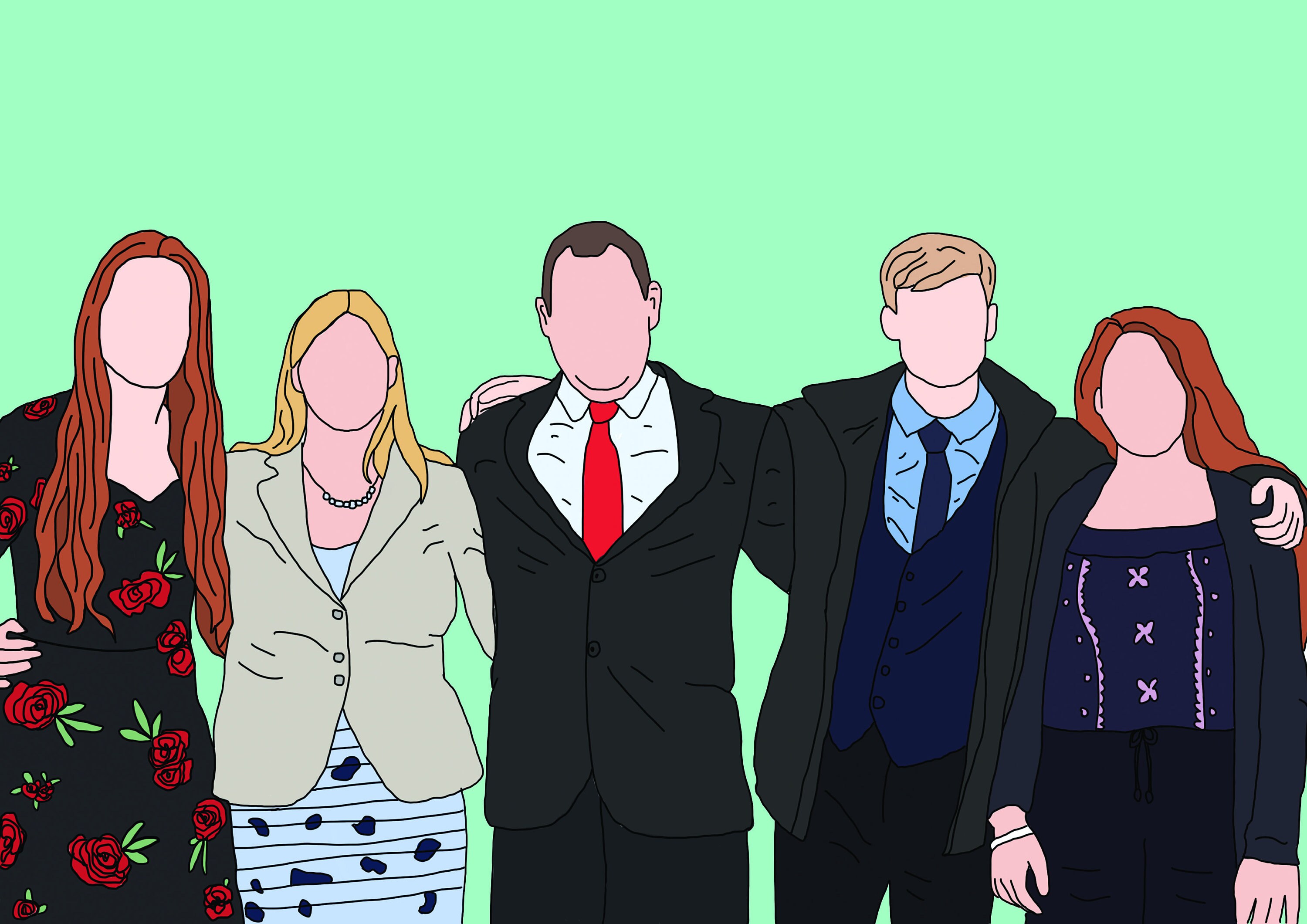 Custom Digitally Hand Drawn Family and Friends Photograph | Etsy