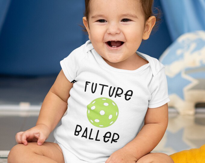 Future Baller, Pickleball Onesie, Baby Bodysuit, Pickleball Baby, Baby ...