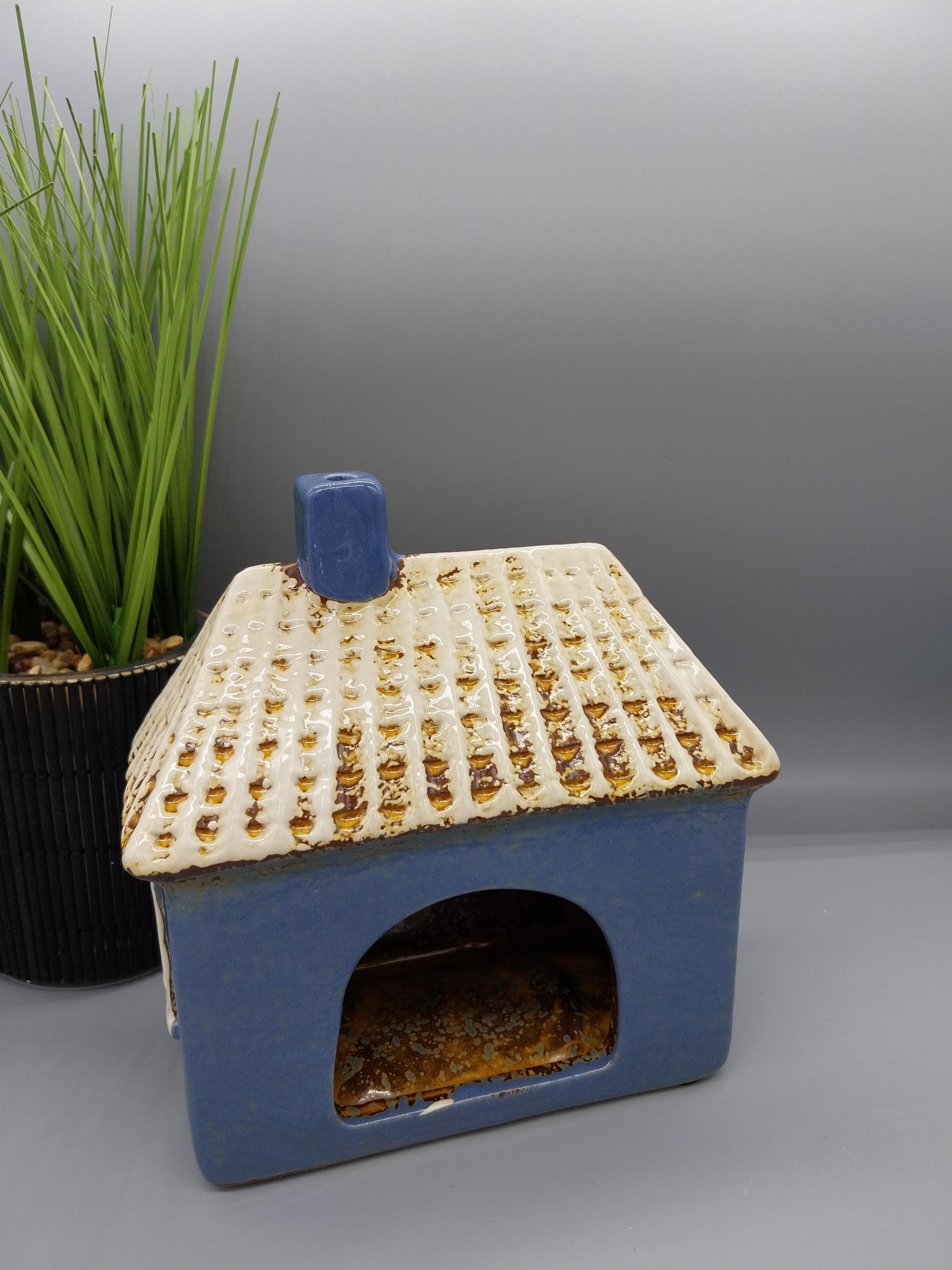 Village Pottery Garden House Blue Tealight Birthday Christmas ...