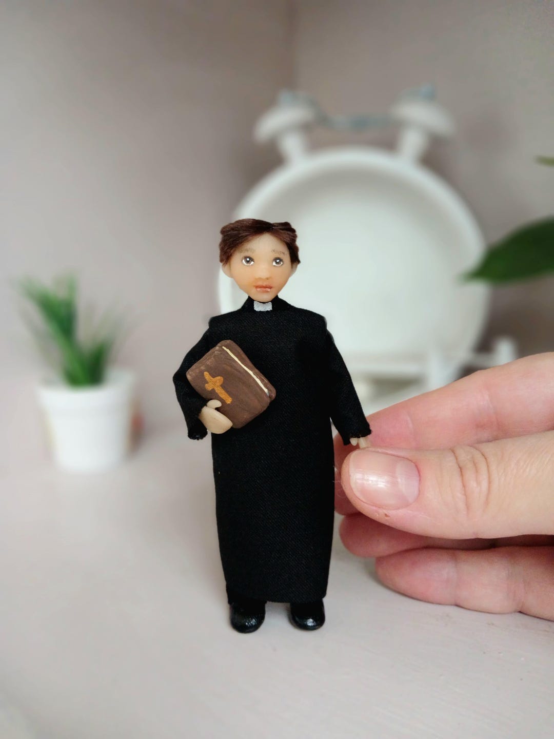 Miniature Priest Doll 11 Cm, Catholic Priest Doll With Bible ...