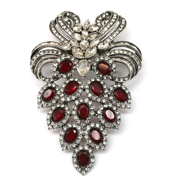 Red Stone Brooch - Etsy