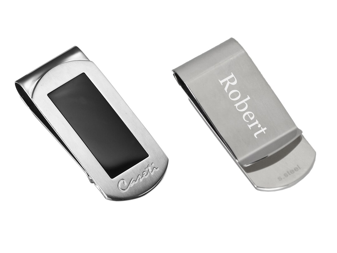 Personalized Caseti Black Onyx & Stainless Steel Money Clip - Free ...