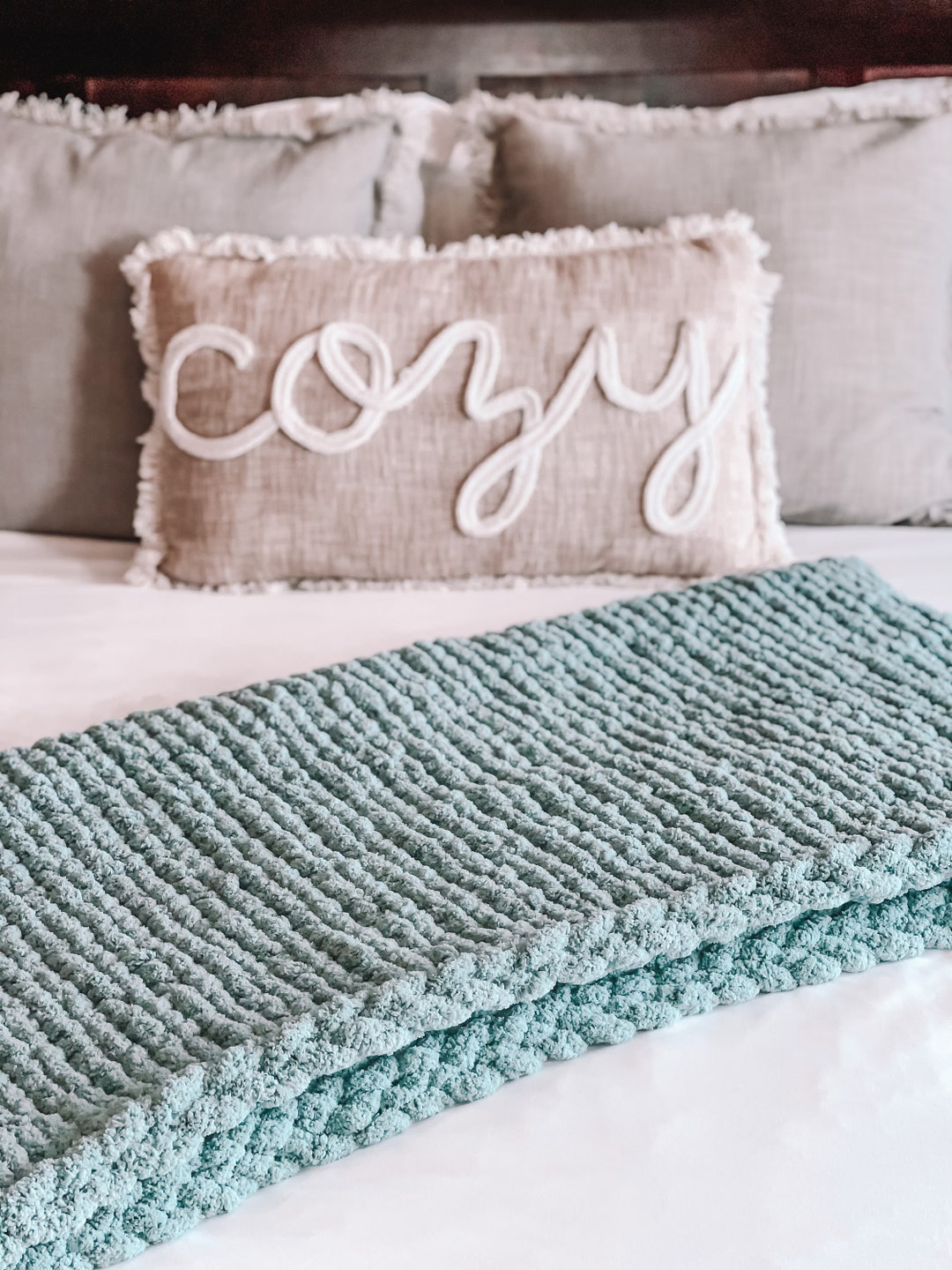 SEAMIST COZY THROW Manta gruesa de chenilla sólida y. a - Etsy España