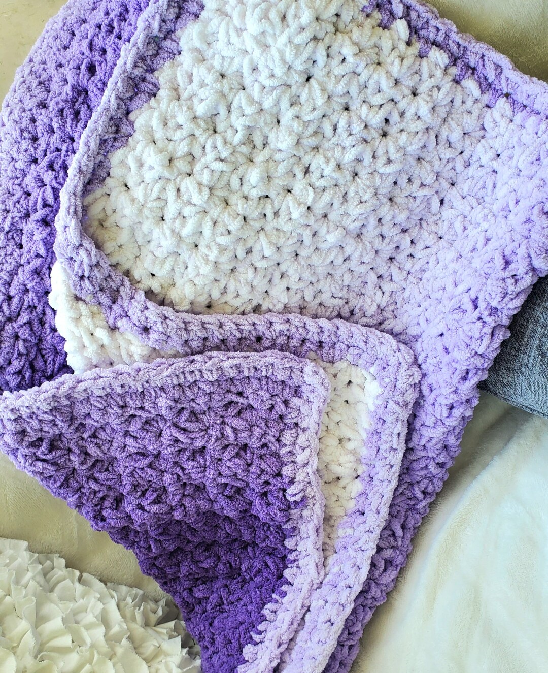 Crochet Baby Blanket Handmade Baby Present Crocheted Ombre Blanket ...