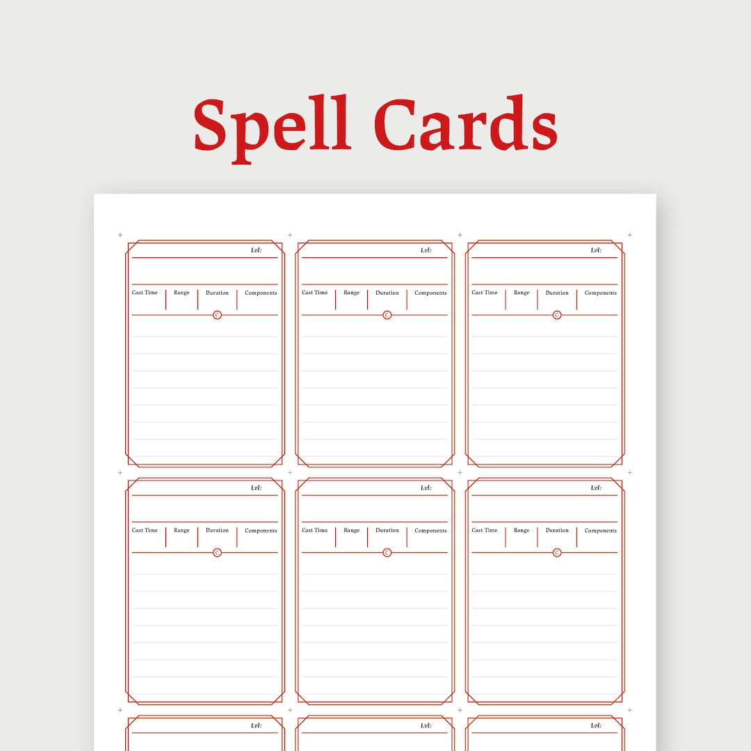 DIY Printable Spell Cards - Etsy